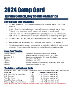 Fillable Online Camp Cards Program Fax Email Print - pdfFiller