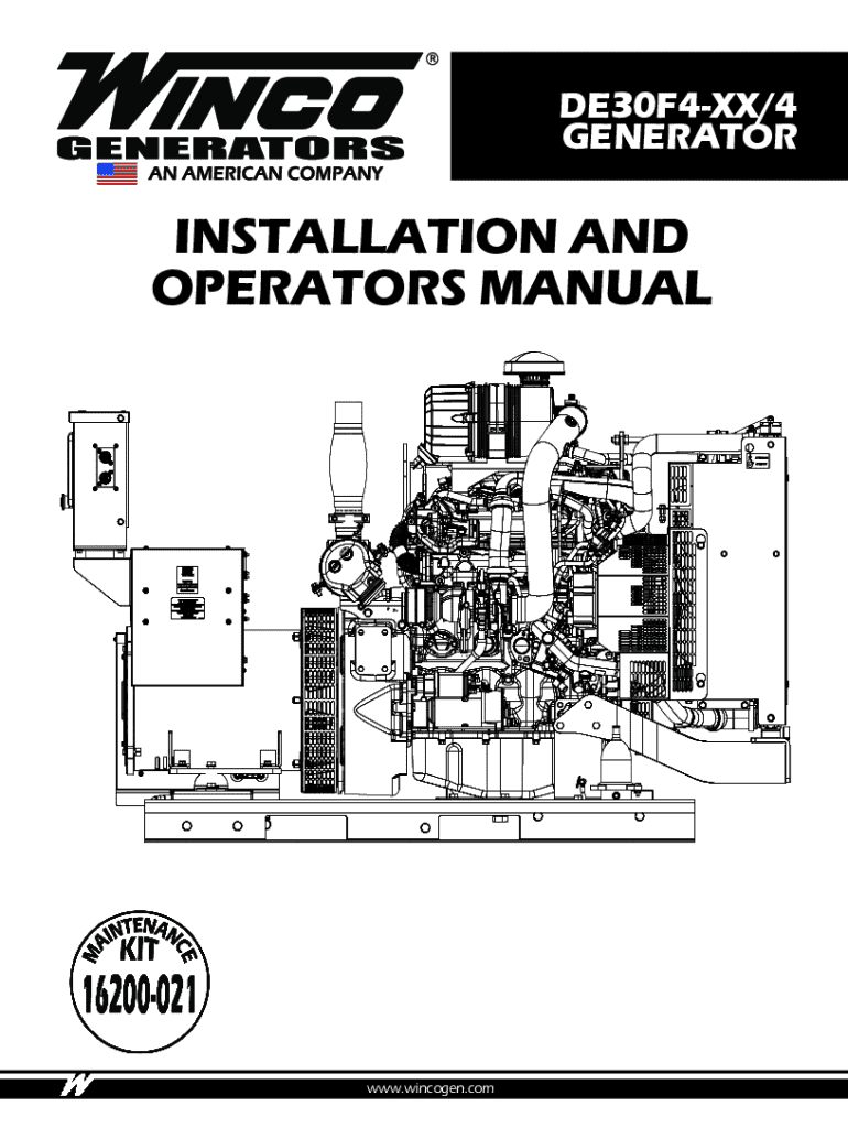 Fillable Online Winco DE30F4-XX/4 Installation And Operator's Manual ...