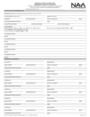 Fillable Online Rental Application for Residents and Occupants ...