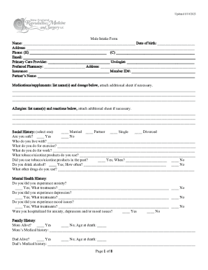 Fillable Online Page 1 of 8 Male Intake Form Name Fax Email Print ...