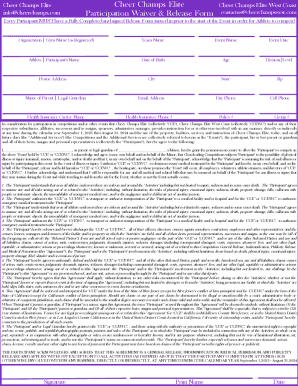 Fillable Online Participation Waiver & Release Form Fax Email Print ...