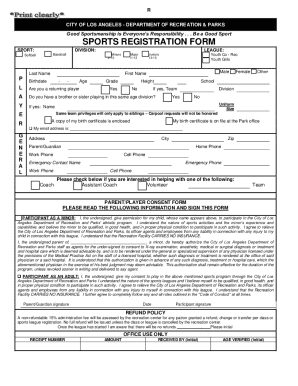 Fillable Online Afterschool Club Registration Form - Los Angeles Fax ...