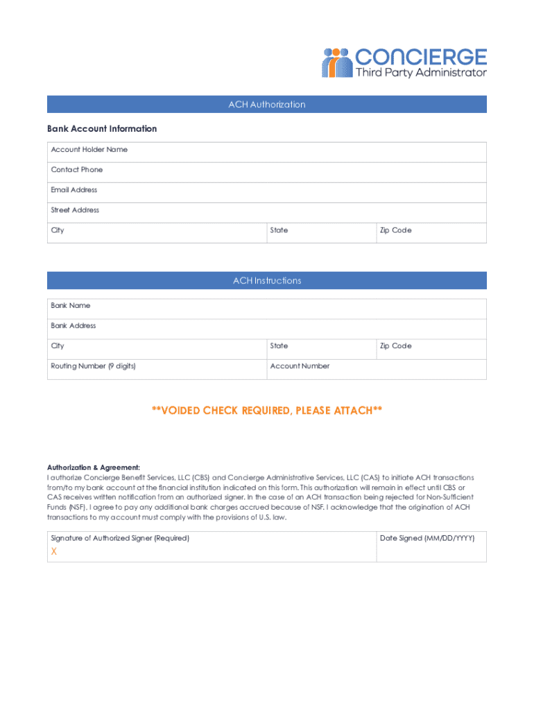 Fillable Online ACH Payment Written Authorization Fax Email Print ...