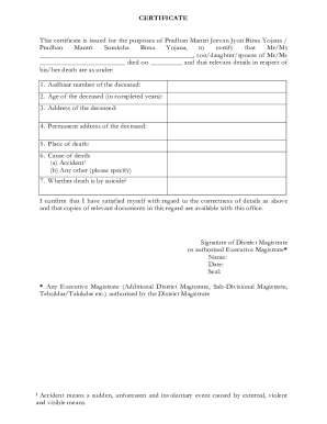 Fillable Online certificate-of-death-by-DM-for-PMJJBY-and-PMSBY.pdf Fax ...