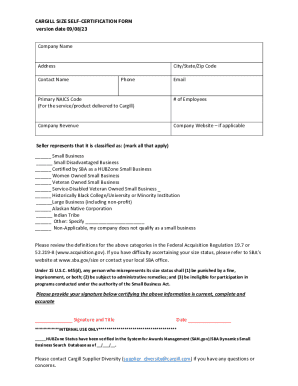 Fillable Online cargill size self-certification form Fax Email Print ...