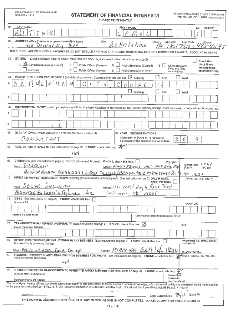 Fillable Online Statement of Financial Interests Form Fax Email Print ...