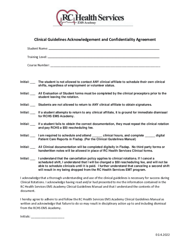 Fillable Online Clinical-Guidelines-Acknowledgement-and-Confidentiality- ... Fax Email Print ...