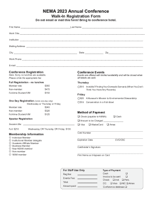Fillable Online NEMA 2023 Annual Conference - Walk-In Registration Form ...