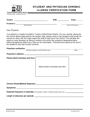 Fillable Online Chronic Illness/Ongoing Treatment Verification Form Fax ...