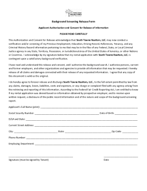 Fillable Online Background Check Authorization & Release Form (PDF) Fax ...