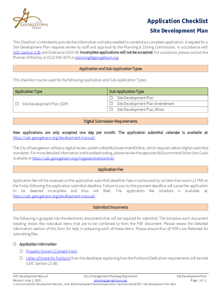Fillable Online udc georgetown City of Bastrop, Texas Site Development ...
