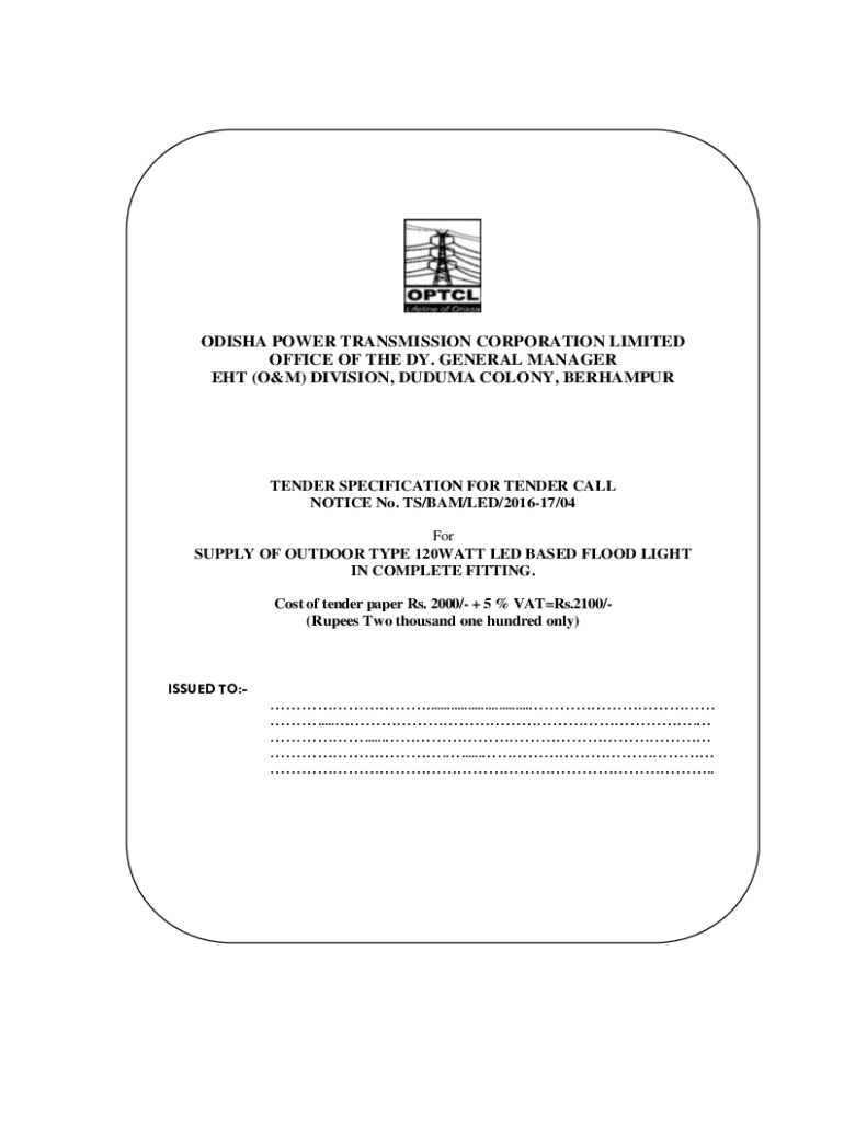 Fillable Online EHT (O&M) DIVISION, DUDUMA COLONY, BERHAMPUR Fax Email ...