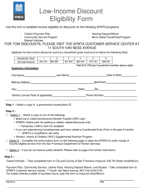 Fillable Online Low-Income Discount Eligibility Form Fax Email Print ...