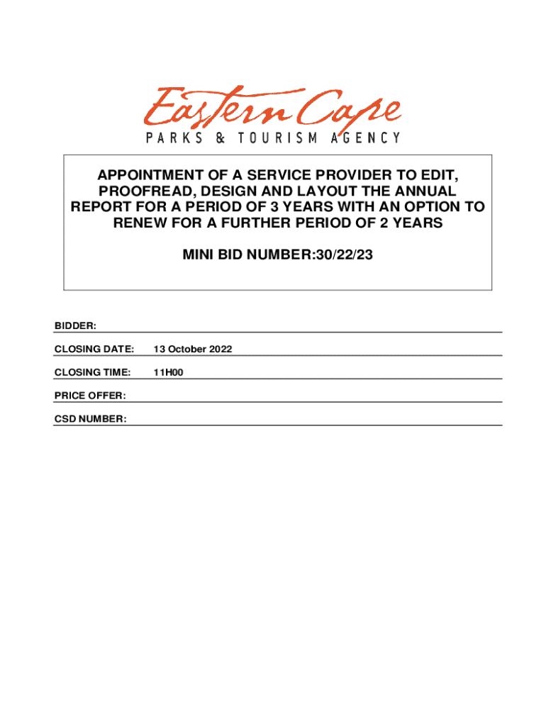 Fillable Online visiteasterncape co terms of reference for the appointment of a service provider ...