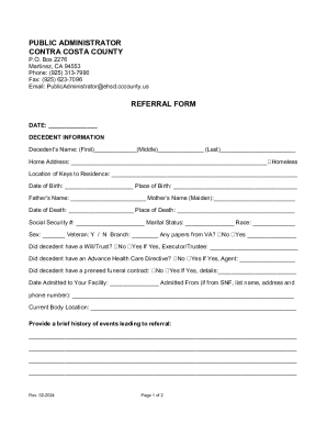 Fillable Online FORM - PA Referral Form Fax Email Print - pdfFiller