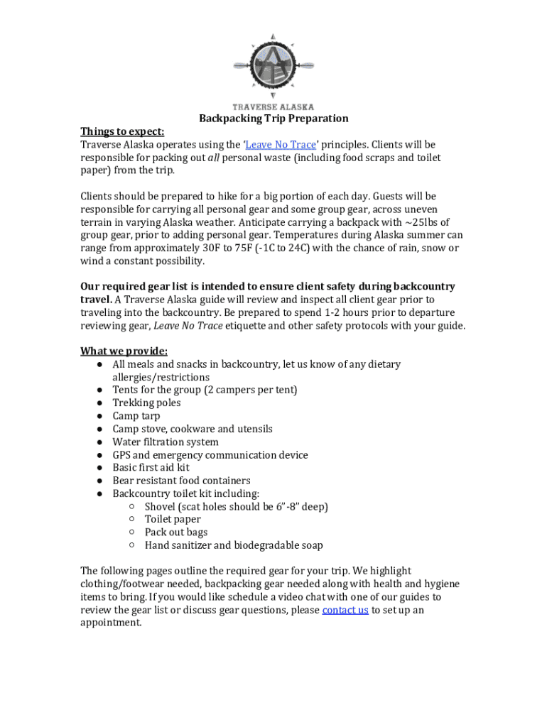 Fillable Online Leave No Trace - Alaska (U.S. National Park Service ...