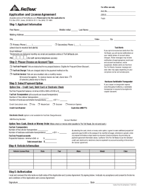 Fillable Online FasTrak Application and License Agreement Fax Email ...