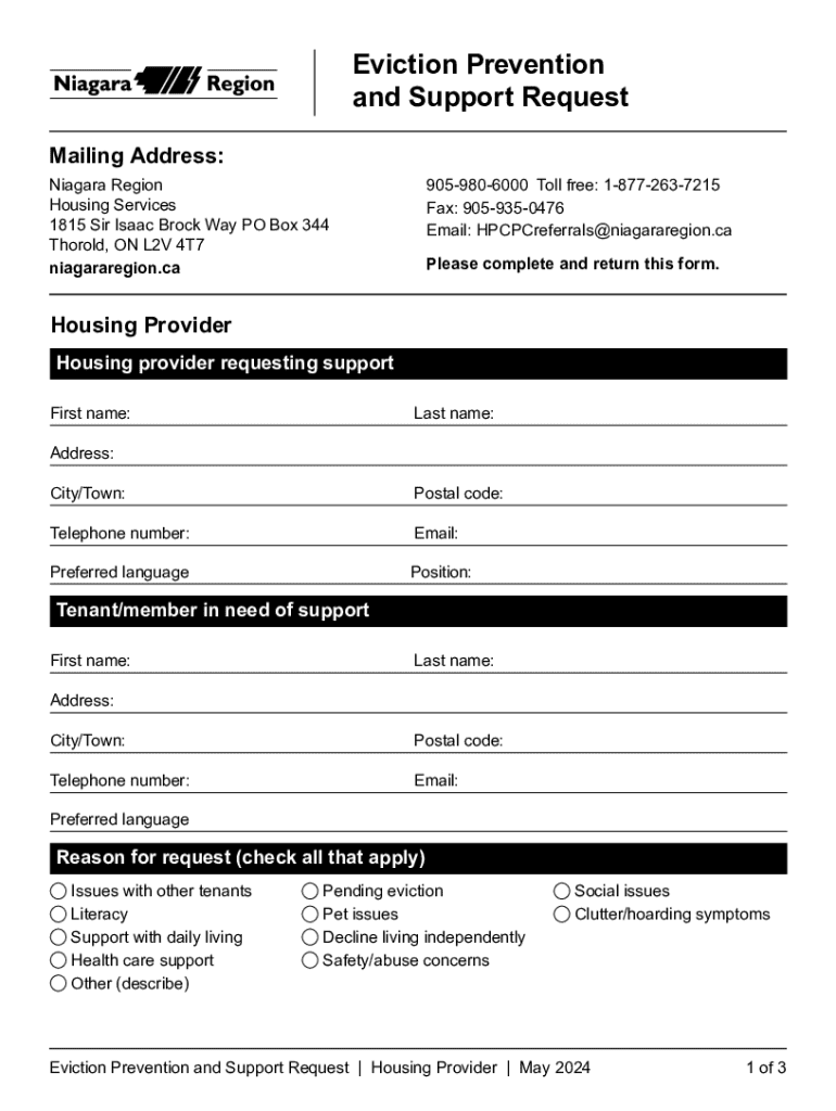 Fillable Online Housing Provider Request Form Fax Email Print - pdfFiller
