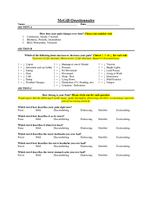 Fillable Online Short-form McGill Pain Questionnaire Fax Email Print ...
