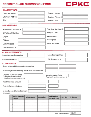 Fillable Online Freight Claims Form Fax Email Print - pdfFiller