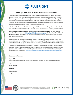 Fillable Online Fulbright Specialist Submission of Interest Form Fax ...