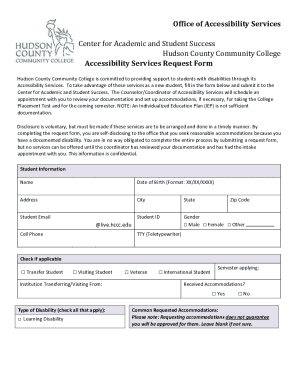 Fillable Online Accessibility Services Request Form (For Students) Fax ...