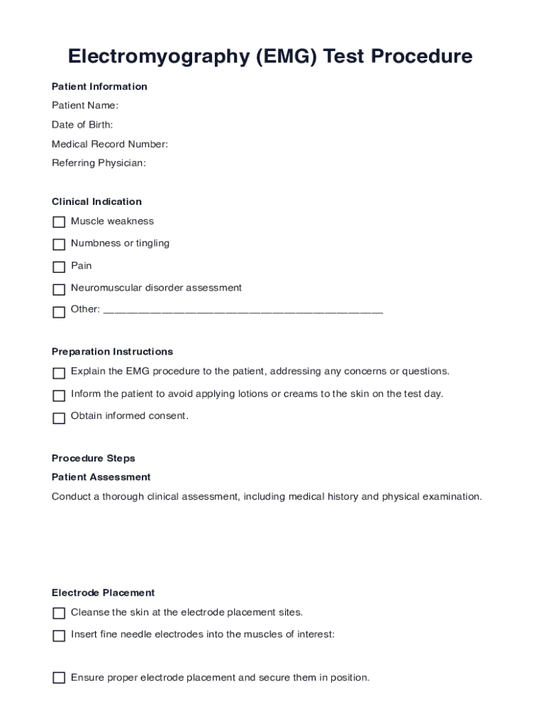 Fillable Online Electromyography Test PDF. Discover the power of ...