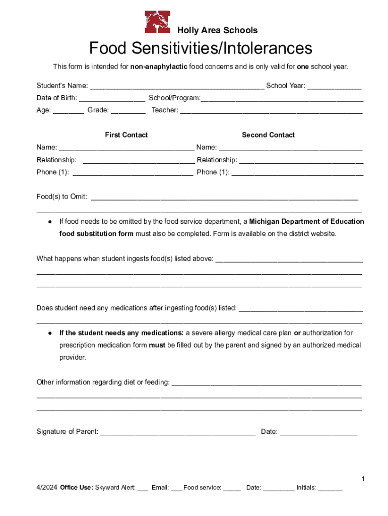 Fillable Online Food-Allergy-or-Sensitivity-Form.pdf Fax Email Print ...