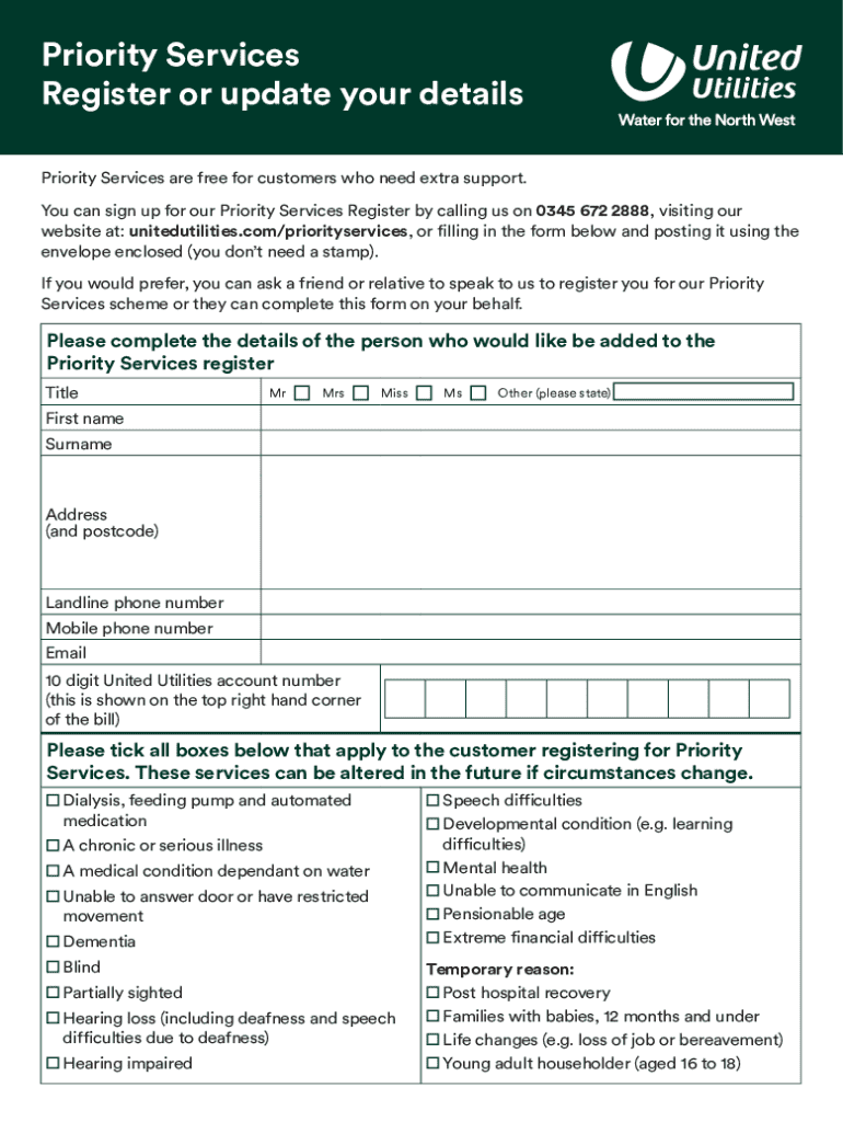 Fillable Online Help when you need it most. A guide to our Priority ...