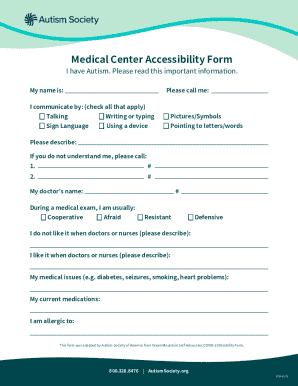 Fillable Online Autism Spectrum - Access Information Form Fax Email Print - pdfFiller