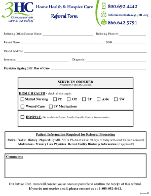 Fillable Online Home Health & Hospice Care Referral Form Fax Email Print - pdfFiller