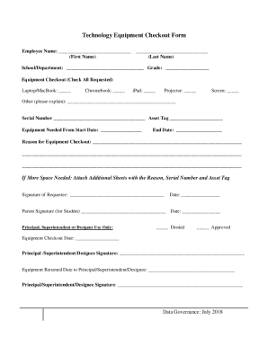 Fillable Online Technology Equipment Checkout Form Fax Email Print ...