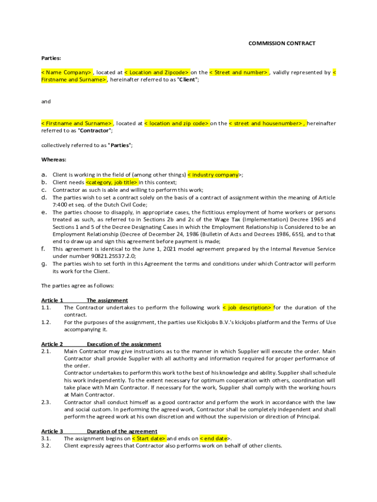 Fillable Online sales-commission-contract-agreement-template- ... Fax ...
