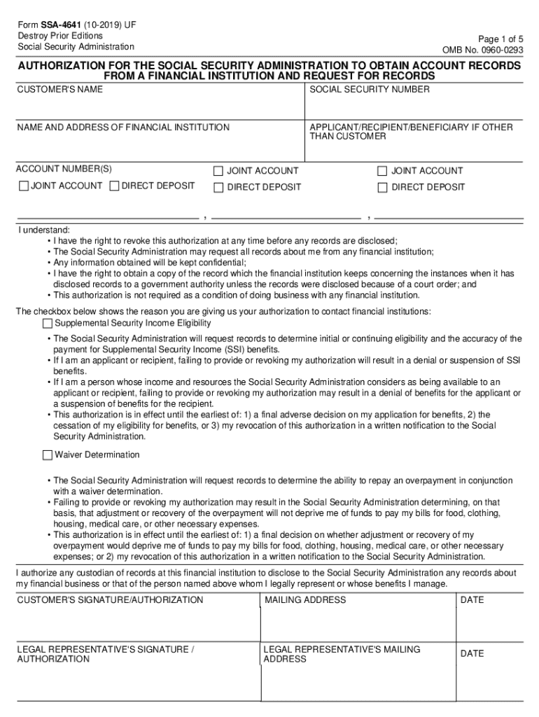 2019-2026 Form SSA SSA-4641 Fill Online, Printable, Fillable, Blank - pdfFiller