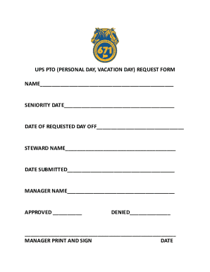 Fillable Online ups pto (personal day, vacation day) request form Fax ...