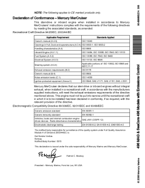 Fillable Online Gasoline Engines - Sterndrive MPI Models Declaration of ...