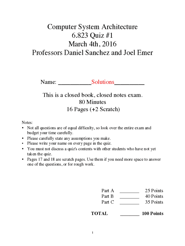 Fillable Online csg csail mit 6.823 Computer System Architecture Fax Email Print - pdfFiller