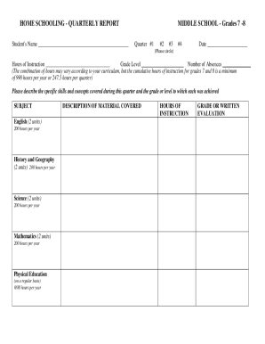 Fillable Online Grades 7-8 Quarterly Report Template Fax Email Print ...
