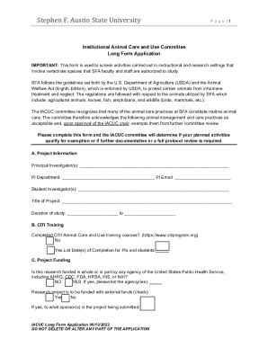 Fillable Online research-compliance-iacuc-application-long-form.pdf Fax Email Print - pdfFiller