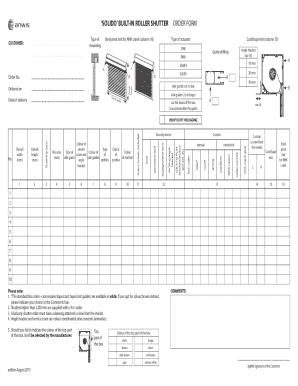 Fillable Online 'SOLIDO' BUILT-IN ROLLER SHUTTER ORDER FORM Fax Email ...