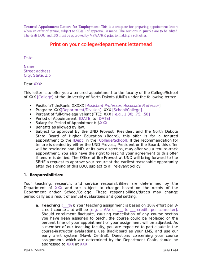 Template Letters for University Appointments - UF Administrative Doc ...