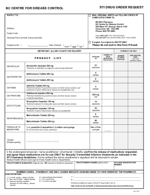 Fillable Online Get STI Drug Order Request Form - BC Centre For Disease ...