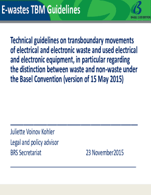Fillable Online E-waste technical guidelines finalised and available ...