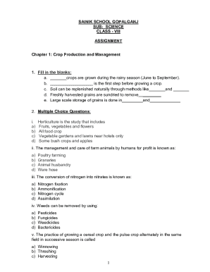 Fillable Online Worksheet Class 8th ( science ) Chapter 1. Crop ...