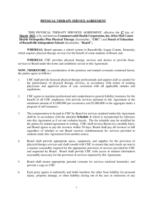 Fillable Online Physical Therapy Service Agreement Fax Email Print ...