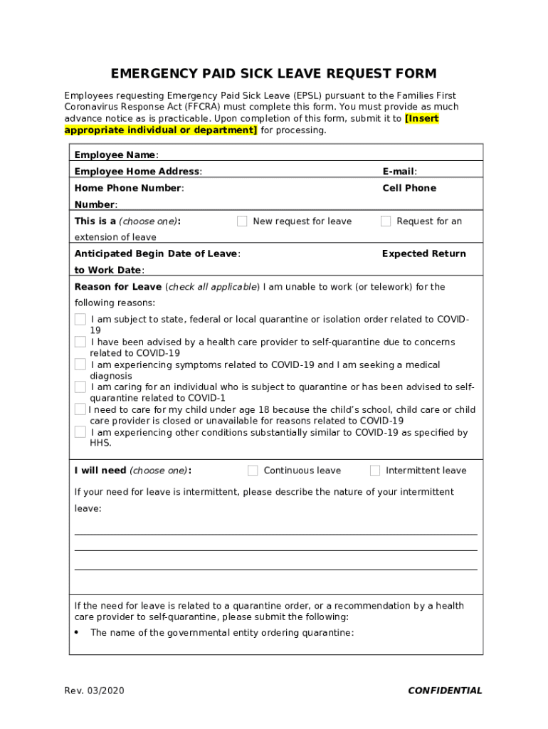 Employees requesting Emergency Paid Sick Leave (EPSL) pursuant to the ...