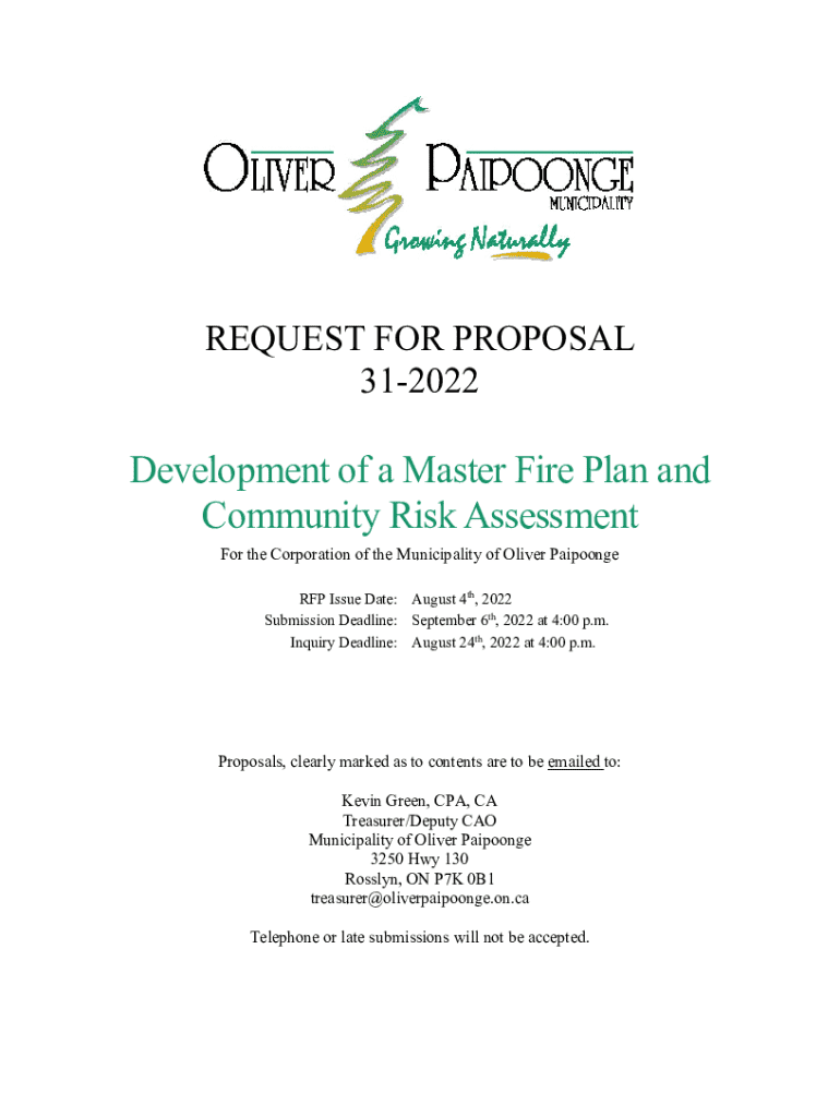 Fillable Online Request for Proposal for Fire Master Plan and Community ...