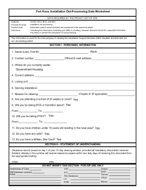 Fillable Online Fort Knox Military Personnel Division Out-Processing ...