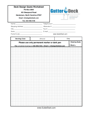 Fillable Online Deck Design Quote Worksheet Fax Email Print - pdfFiller