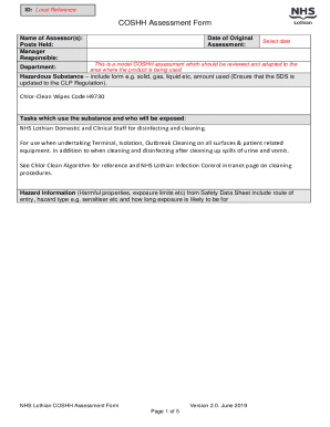 Fillable Online COSHH Risk Assessment Template Fax Email Print - pdfFiller